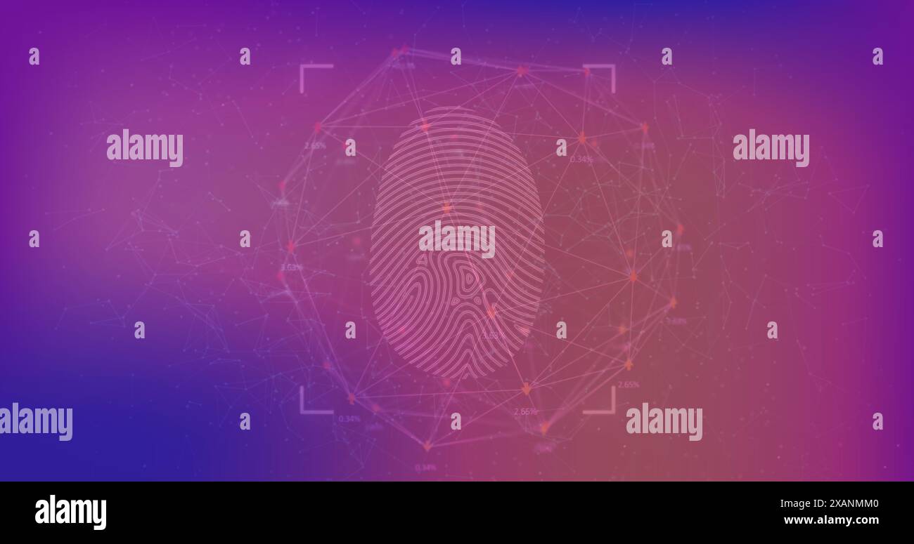 Animation network connections fingerprint on hi-res stock photography ...