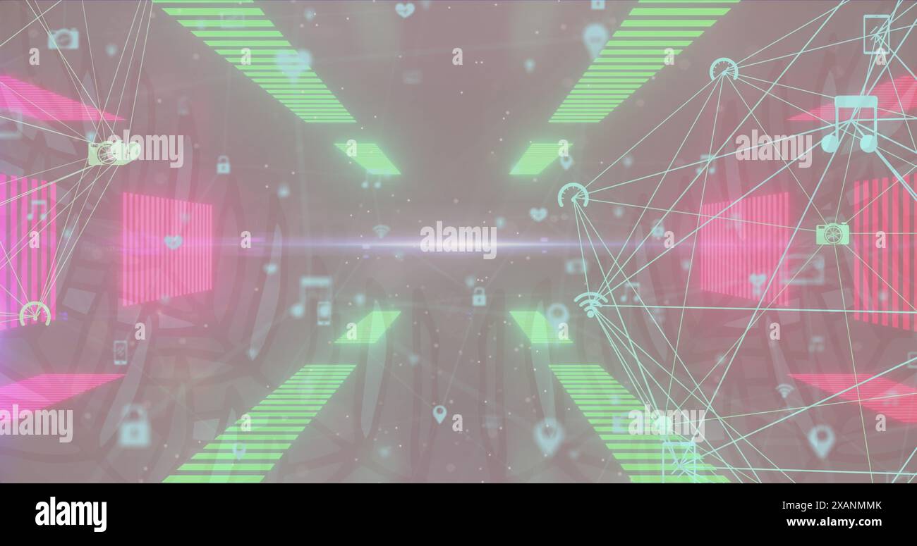 Animation neon network connections digital hi-res stock photography and ...