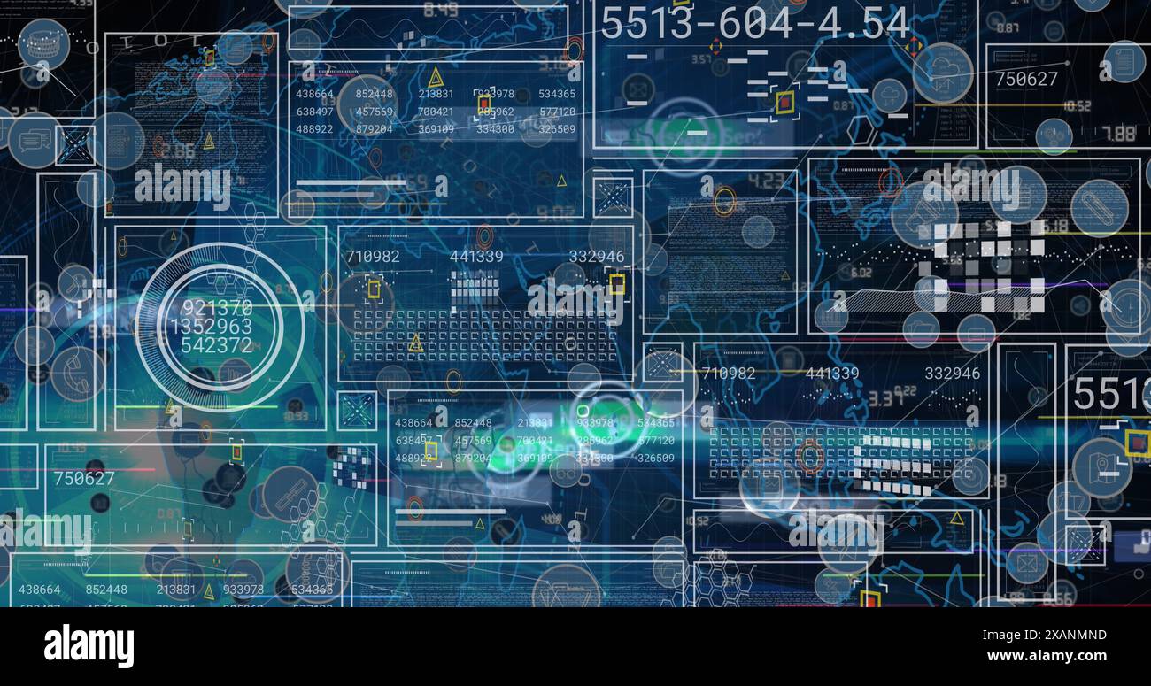 Image of data processing and networks of connections over integrated ...