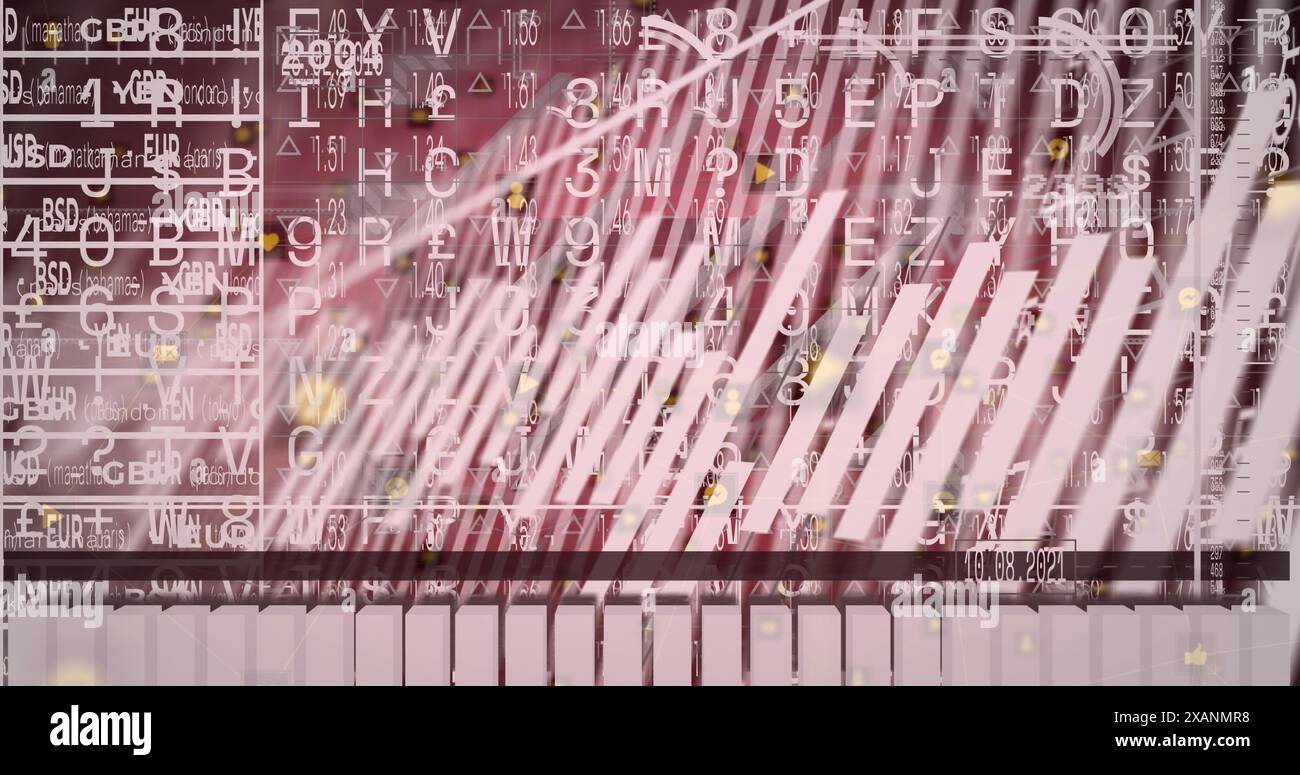 Image of interface with data processing against red background Stock ...