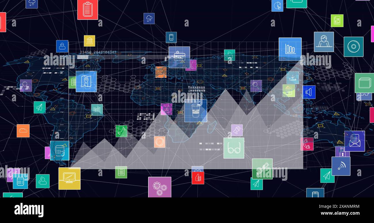 Data processing against world map hi-res stock photography and images ...
