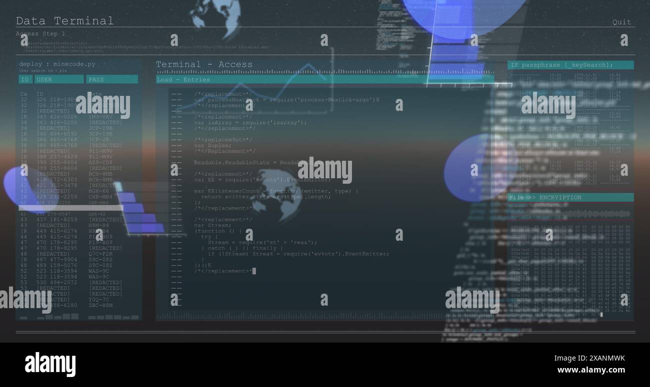Image of interface with data processing against dual tone background ...