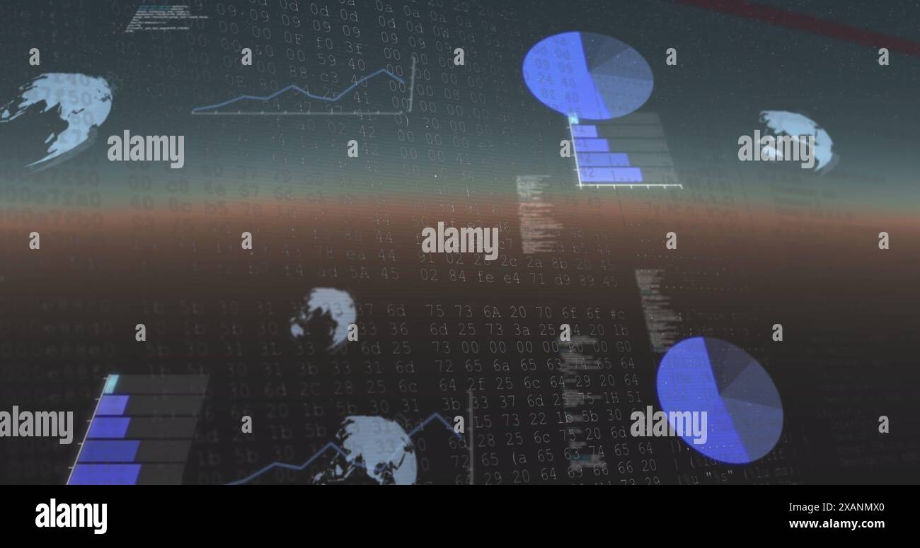 Image of screens with data processing against dual tone background Stock Photo - Alamy