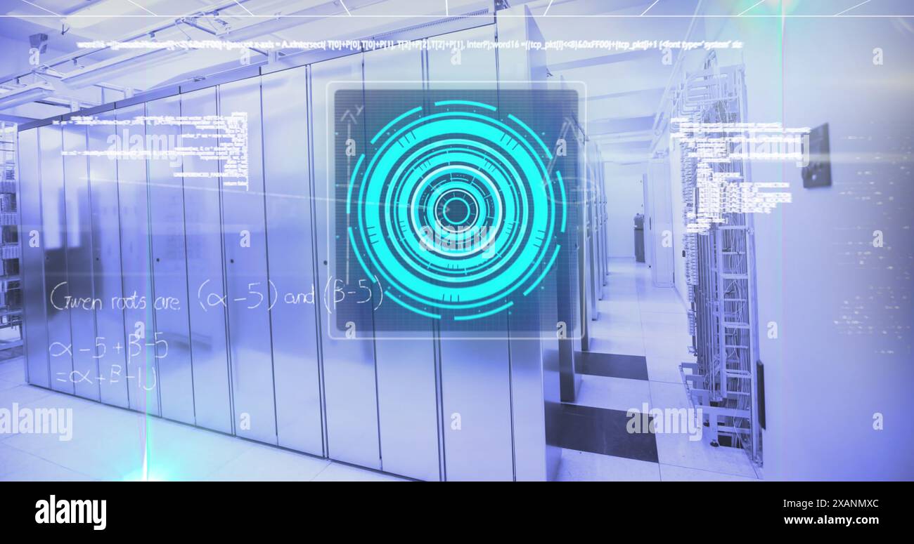 Image of screens with data processing and mathematical equations ...