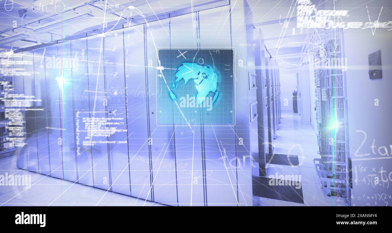 Image of screens with data processing and mathematical equations ...