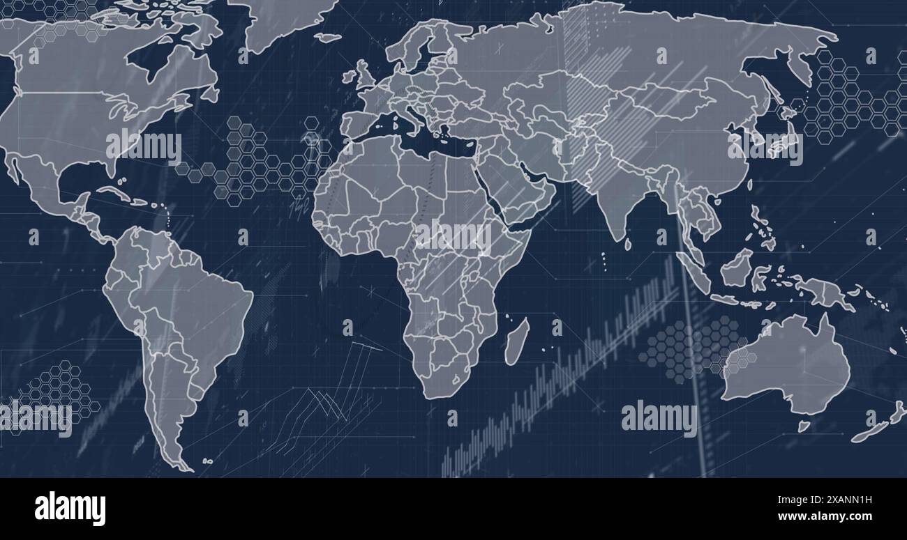 Image of statistics and financial data processing over world map Stock ...