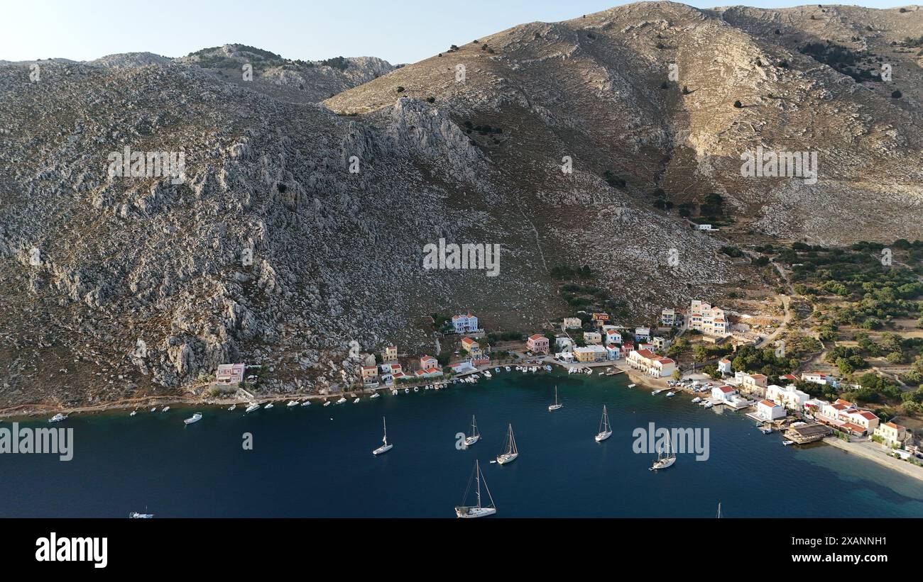 A view of Pedi, a smalll fishing village in Symi, Greece, where a ...