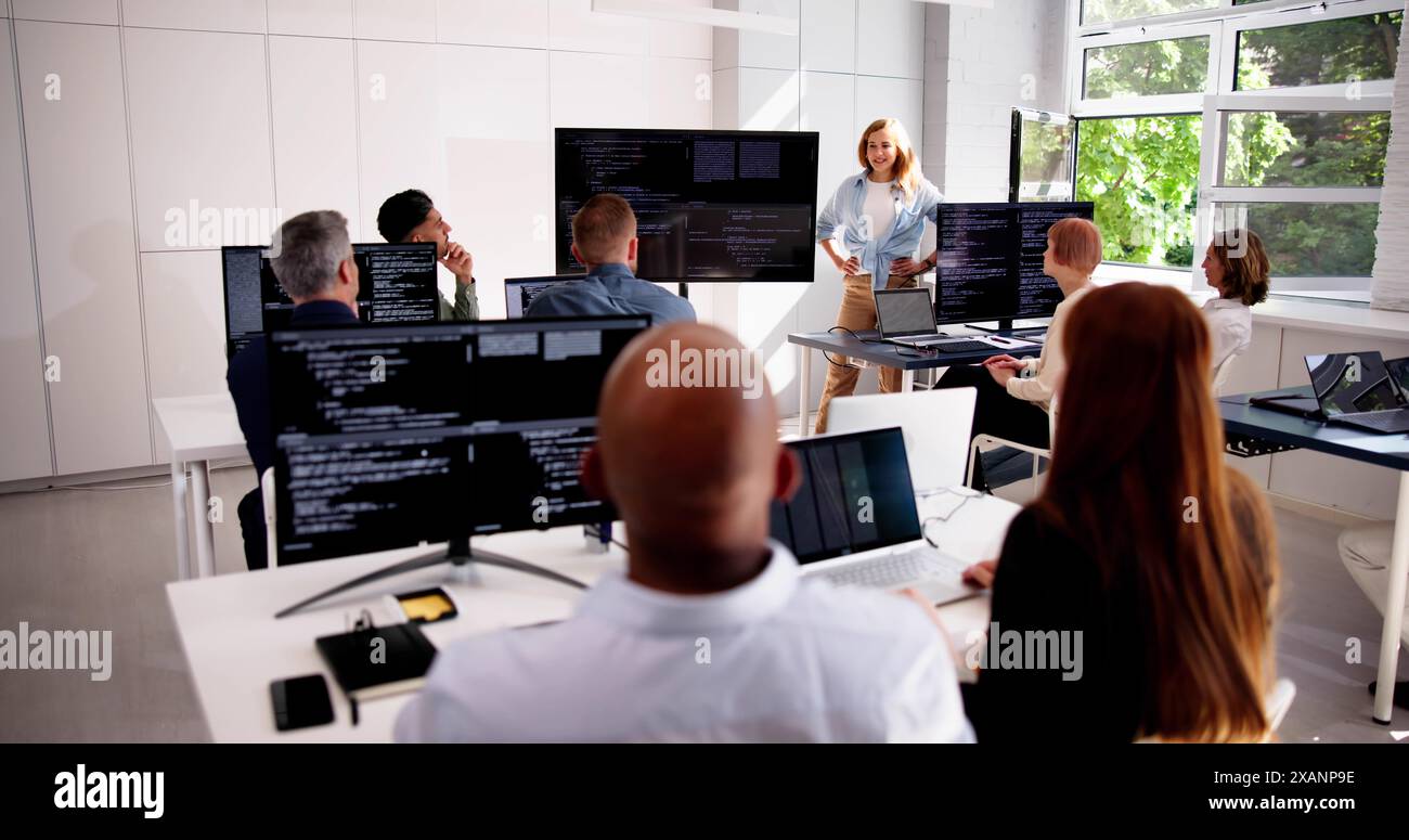 Programmer Code Training In Classroom. Business People Team Stock Photo ...