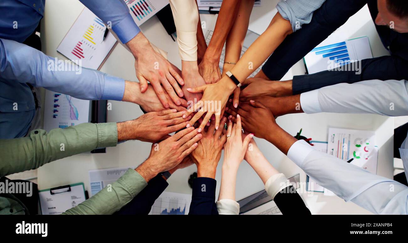 Professional Business Team Huddle And Hands. Diverse Group Management ...
