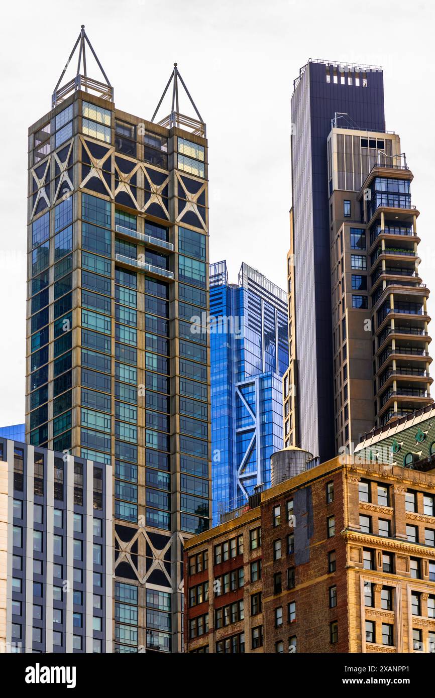 Skyscrapers with colorful facades in Financial District, Lower ...