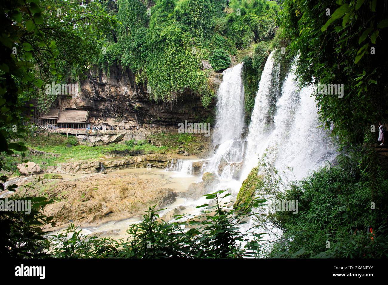 View landscape mountain forest jungle and waterfalls in antique Furong ...