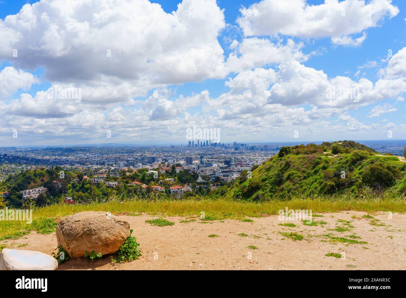 Scenic view from Runyon Canyon Park, capturing Los Angeles beneath a ...