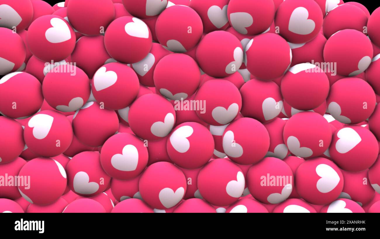 A close-up image of a large collection of pink spheres, each with a ...