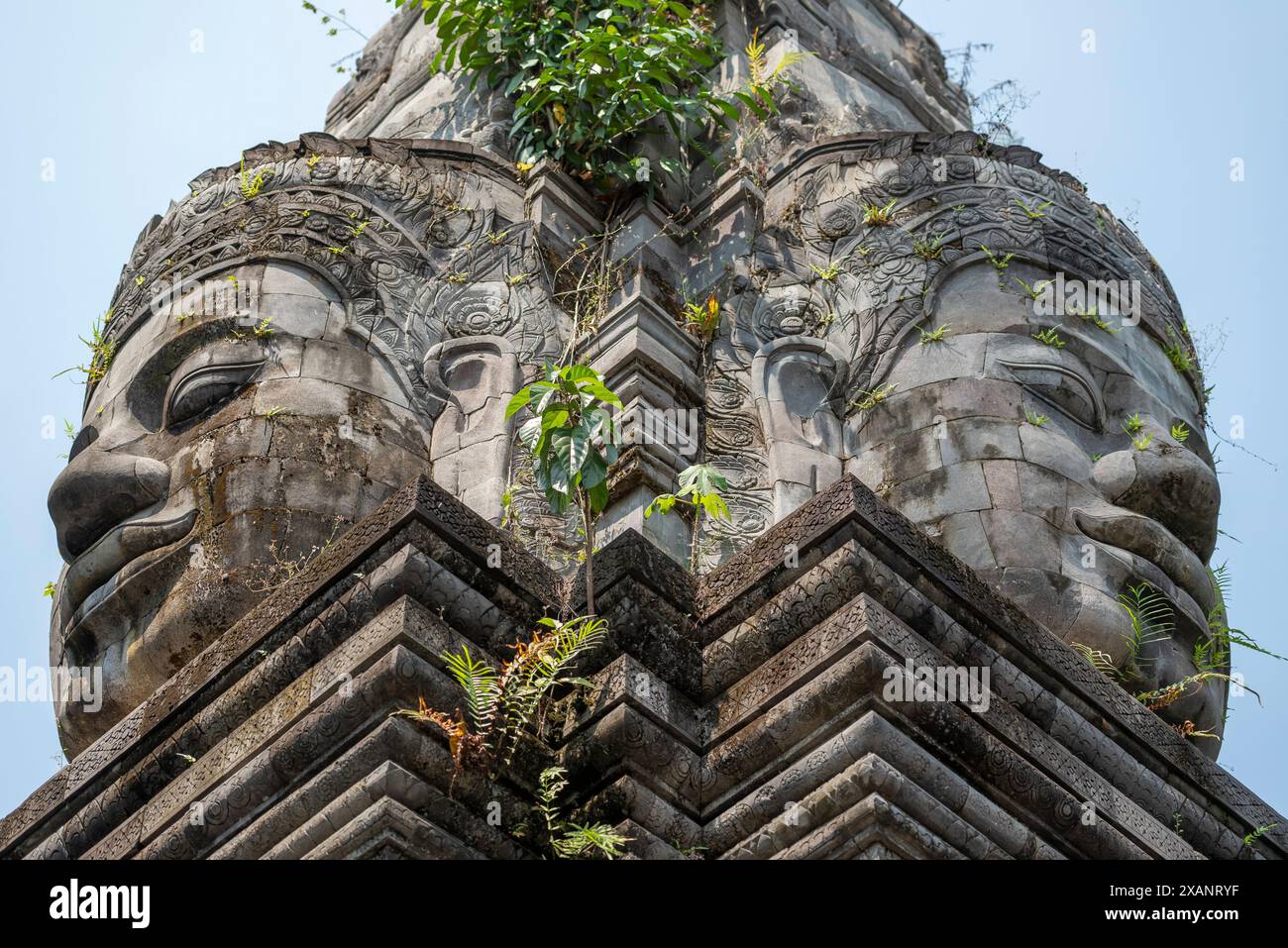 Candi Mendut, Magelang, Indonesia - May, 22th 2024. Ancient Buddha face ...