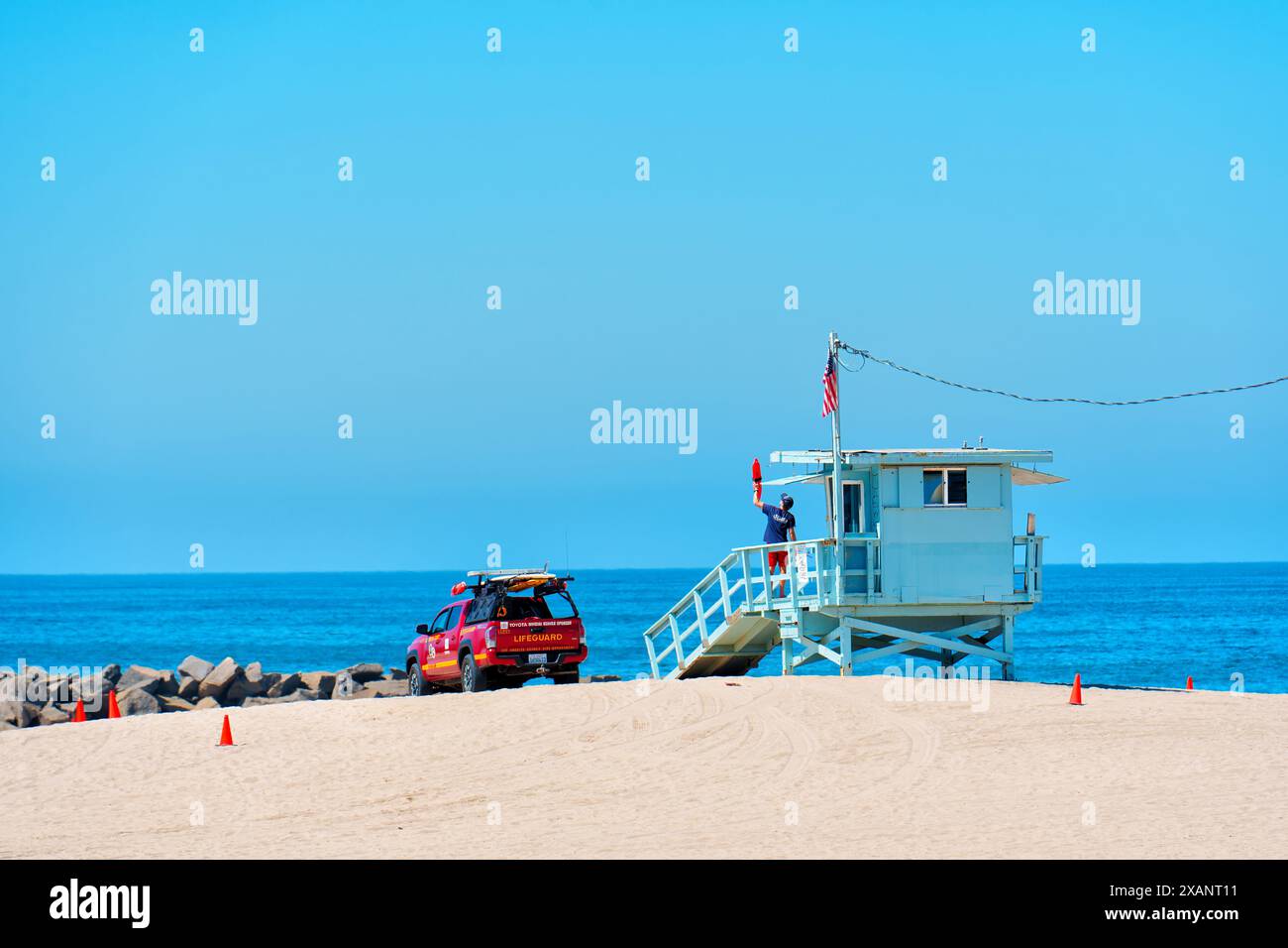 Los Angeles, California - April 3, 2024: Lifeguard tower on Venice ...