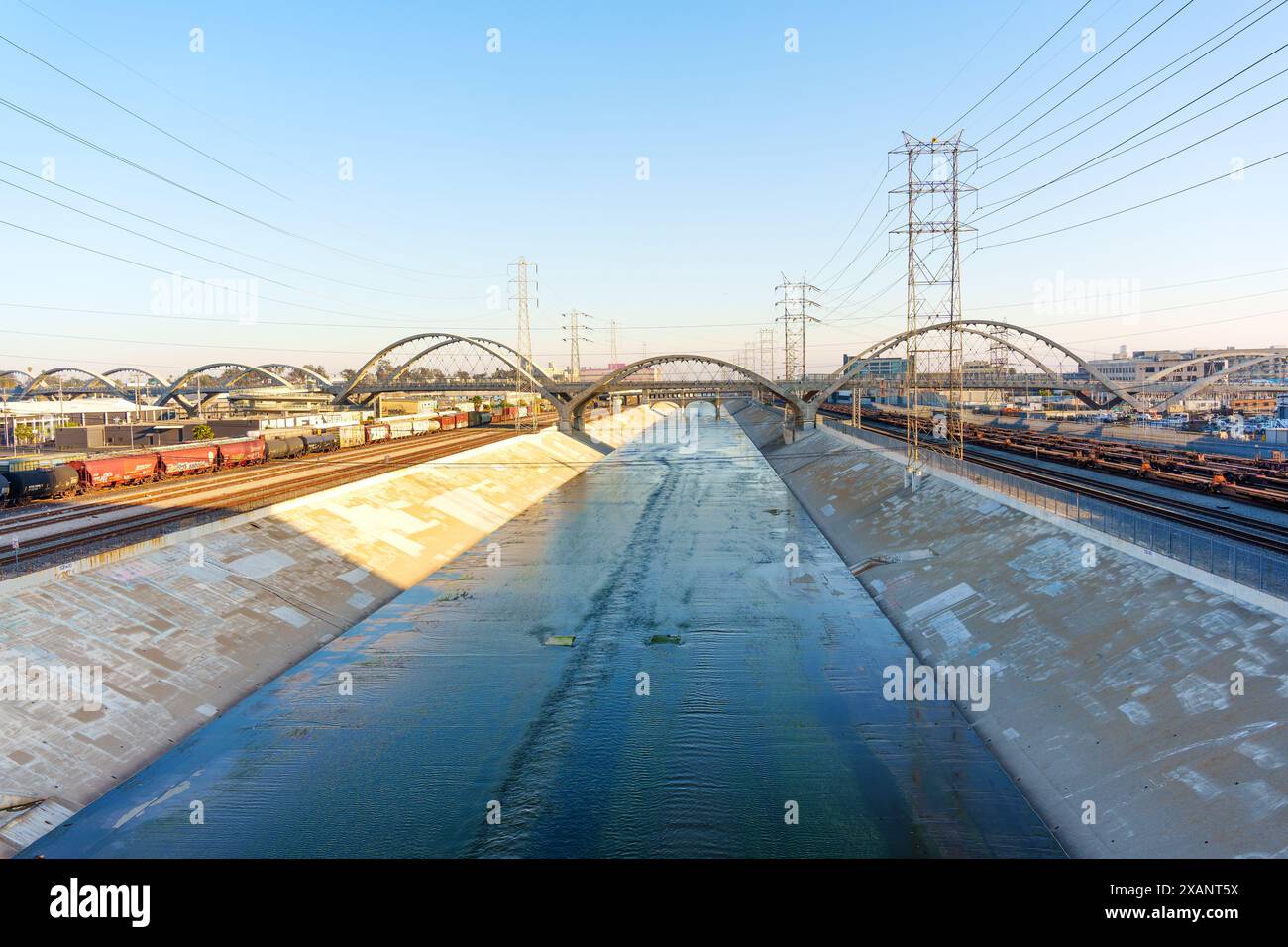 Los Angeles, California - April 12, 2024: Concrete channel of the LA ...