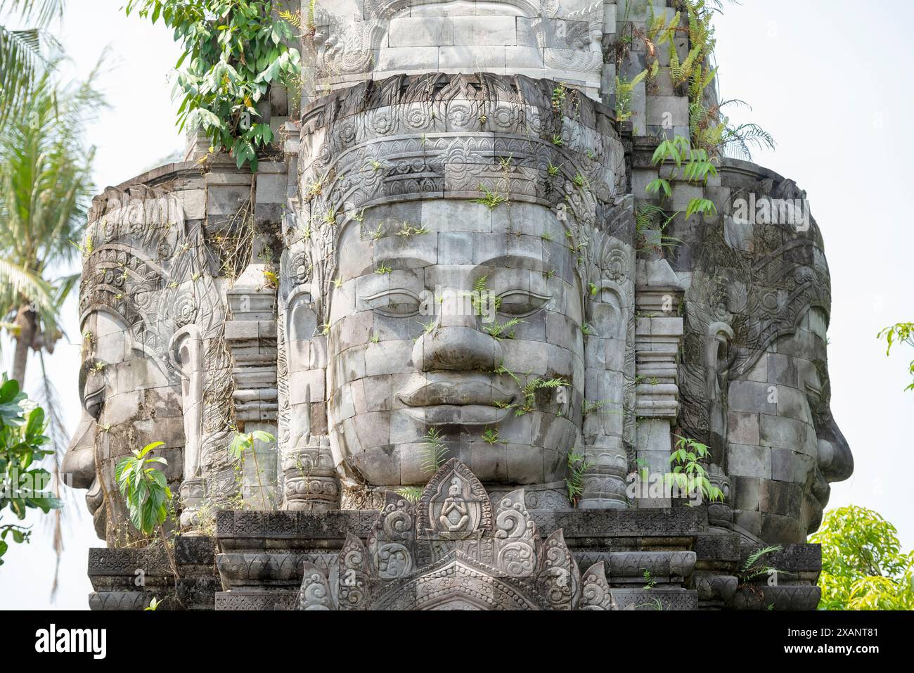 Candi Mendut, Magelang, Indonesia - May, 22th 2024. Ancient Buddha face ...