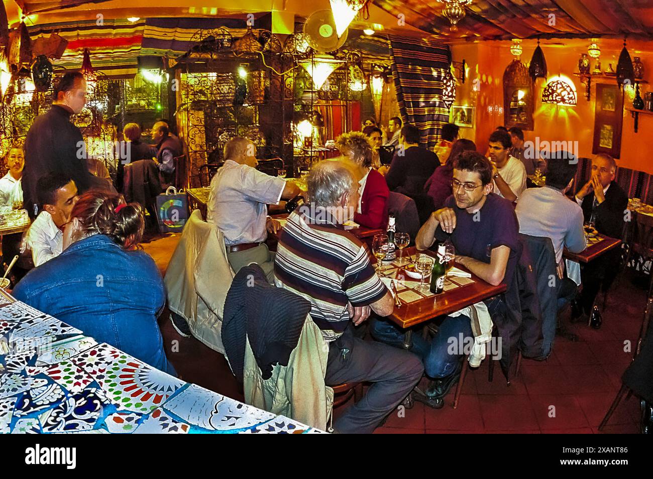 PARIS, France, Large Crowd of People, Sitting at Tables inside ...