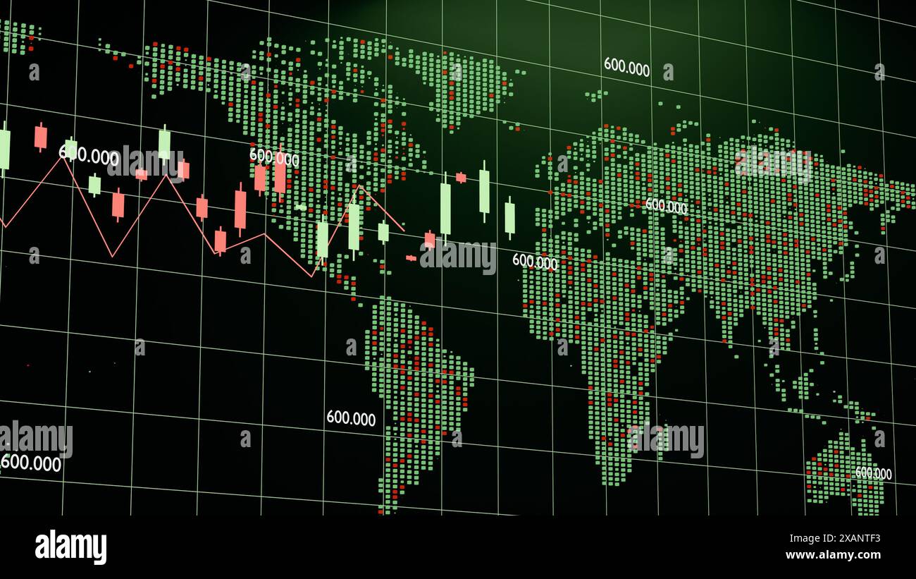 Global Financial Data Visualization: Digital World Map with Trading ...
