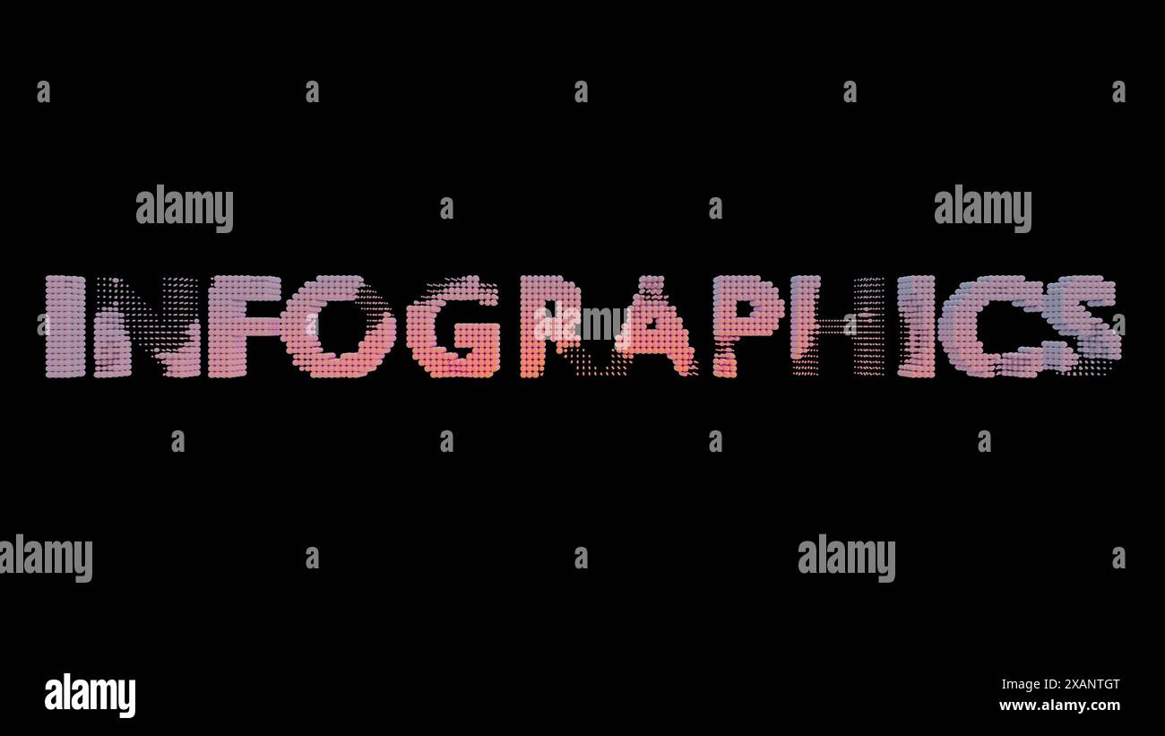 INFOGRAPHICS Abstract Pixel Glow: Modern Digital Typography Stock Photo ...