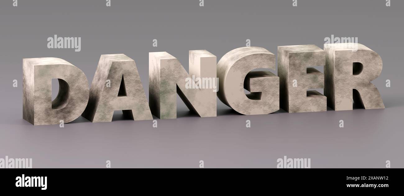 concrete inscription danger on grey background, warning, danger ...
