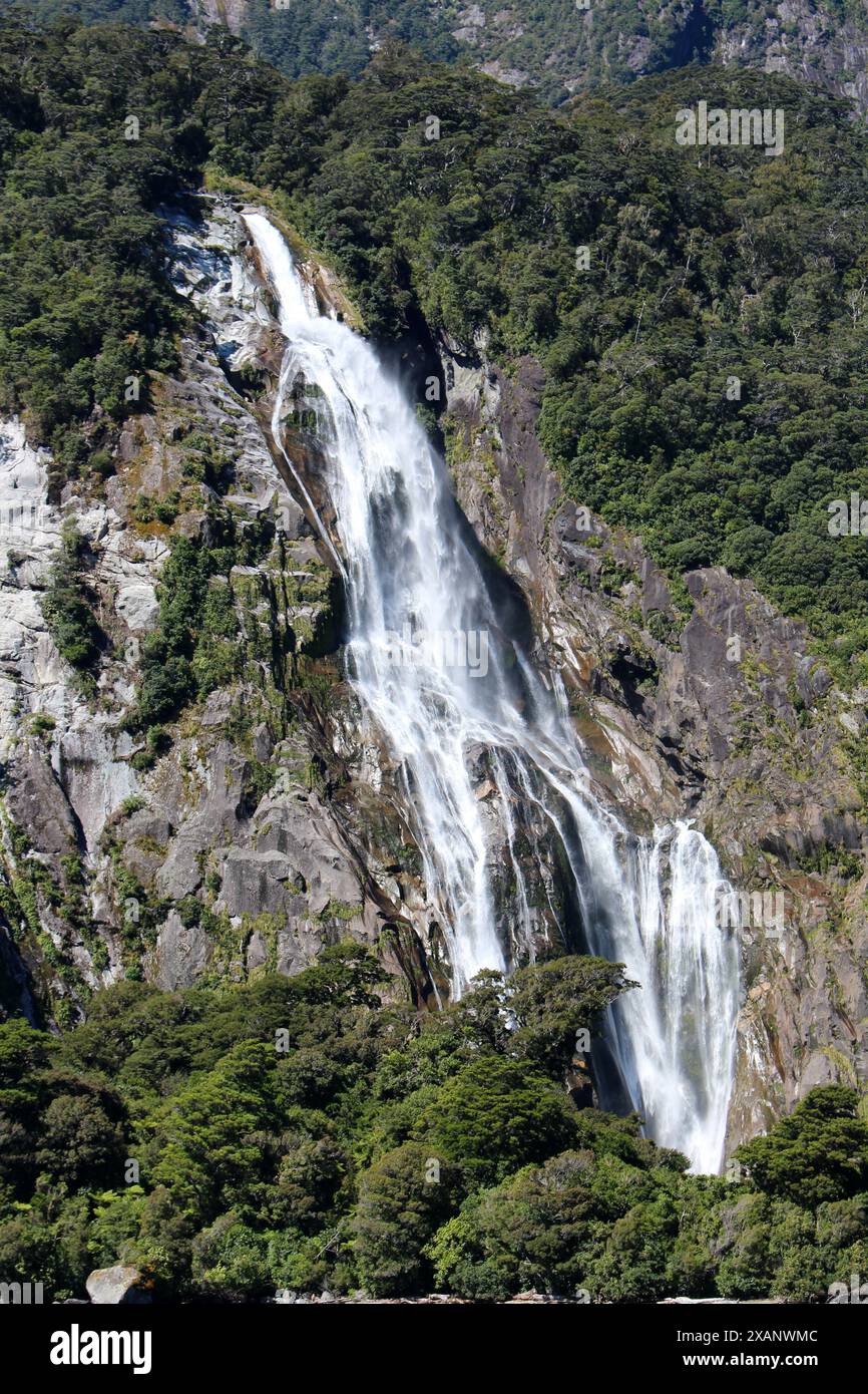 Bowen Falls in Milford Sound on the South Island of New Zealand Stock ...