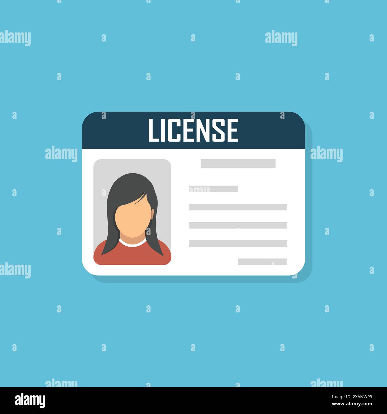 Driver license icon in flat style. Id card vector illustration on isolated background. Person ...