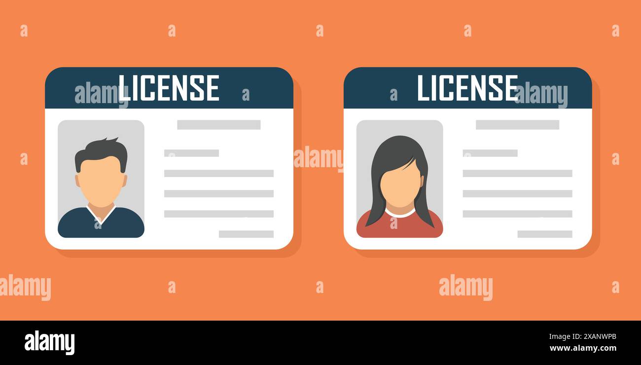 Driver license icon in flat style. Identification document vector ...