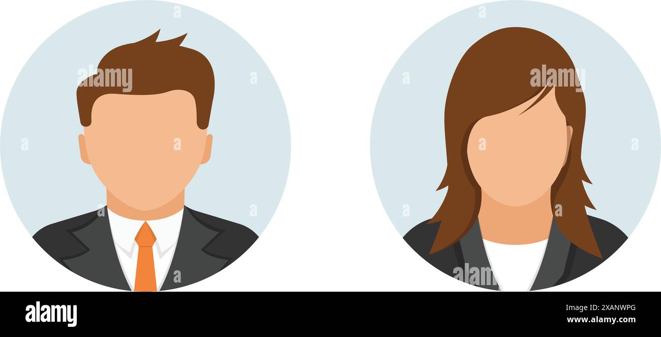 Avatar profile icon in flat style. Female and male user profile vector ...
