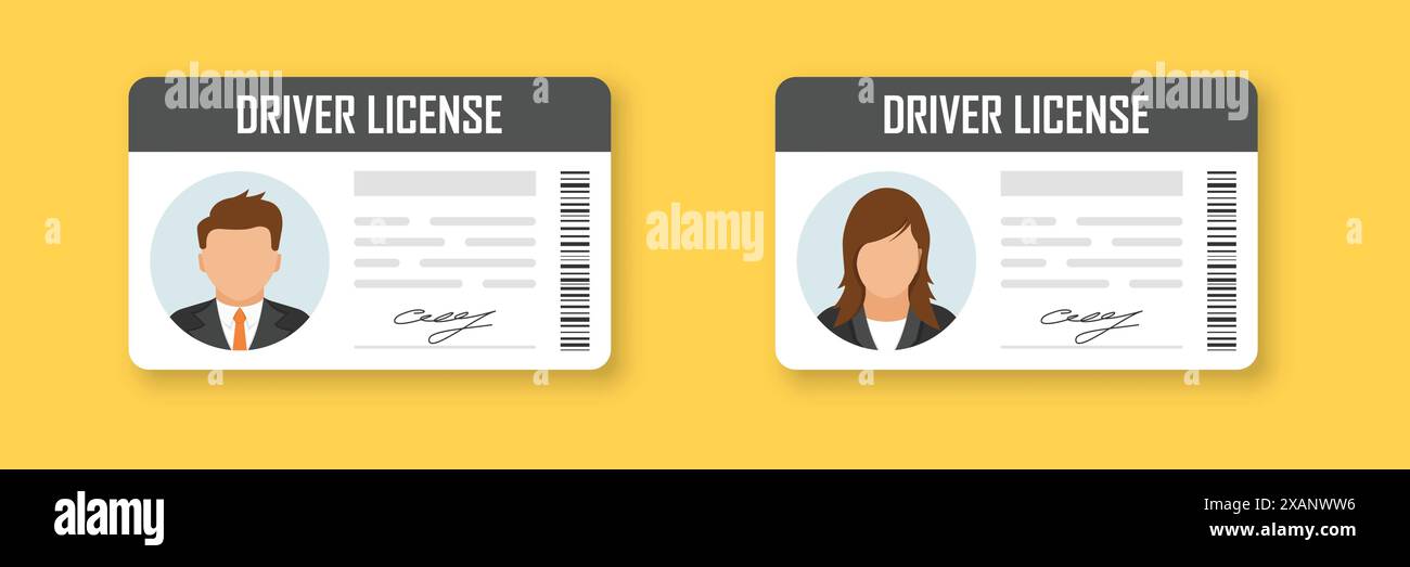 Driver license icon in flat style. Identification document vector ...