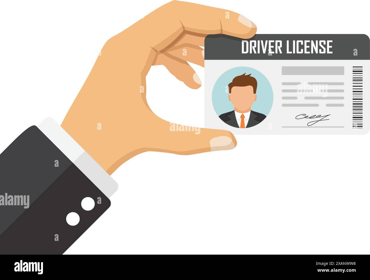 Hand holding driver license icon in flat style. Id card vector illustration on isolated ...