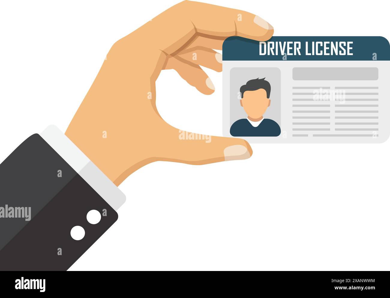 Hand holding driver license icon in flat style. Id card vector illustration on isolated ...