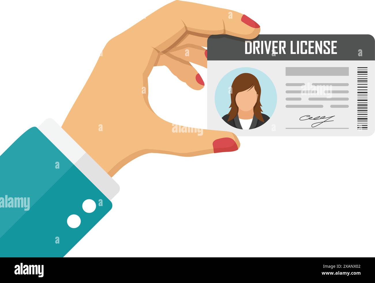 Hand holding driver license icon in flat style. Id card vector ...