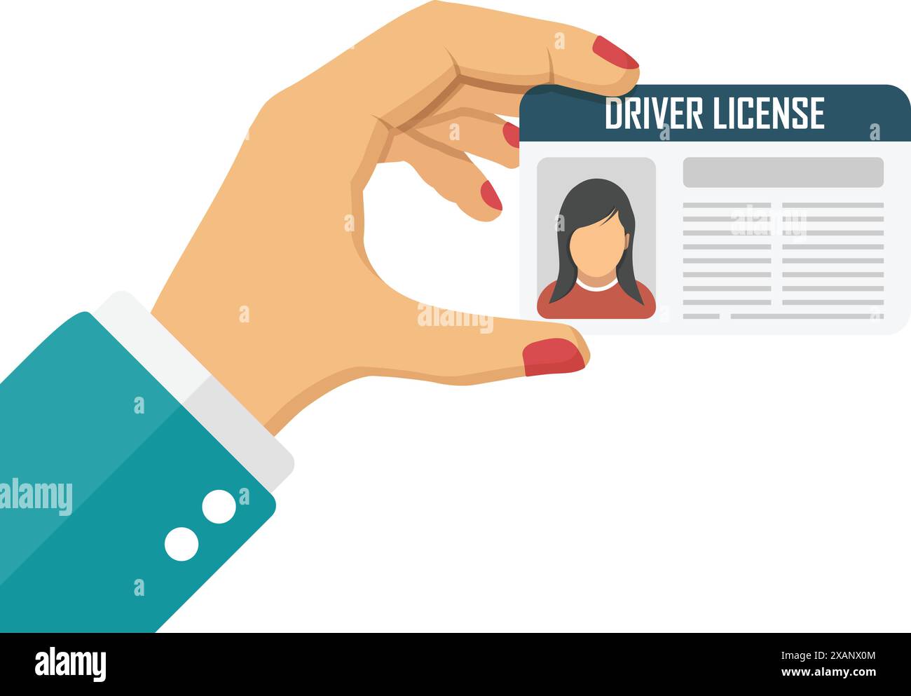 Hand holding driver license icon in flat style. Id card vector ...