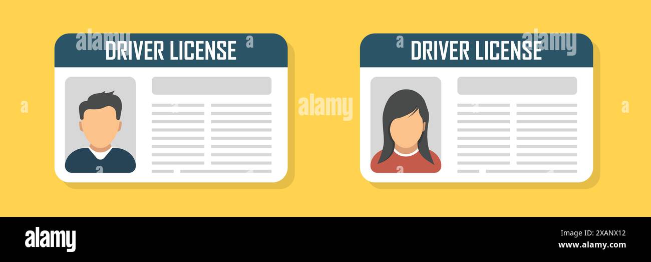 Driver license icon in flat style. Identification document vector ...