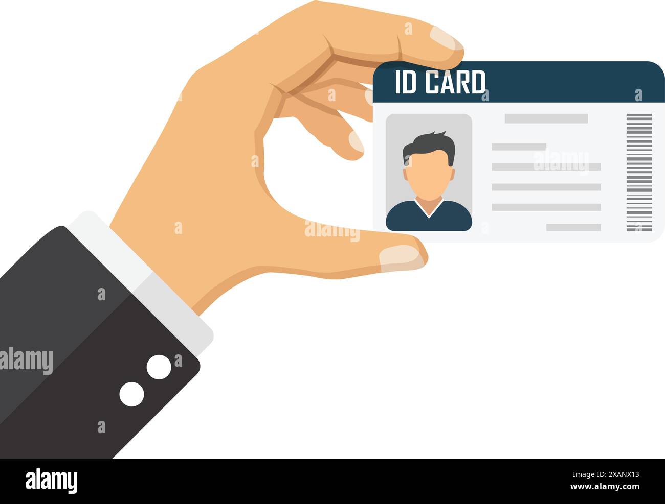 Hand holding driver license icon in flat style. Identification document vector illustration on ...