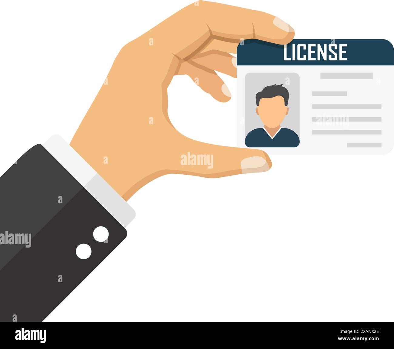Hand holding driver license icon in flat style. Id card vector illustration on isolated ...