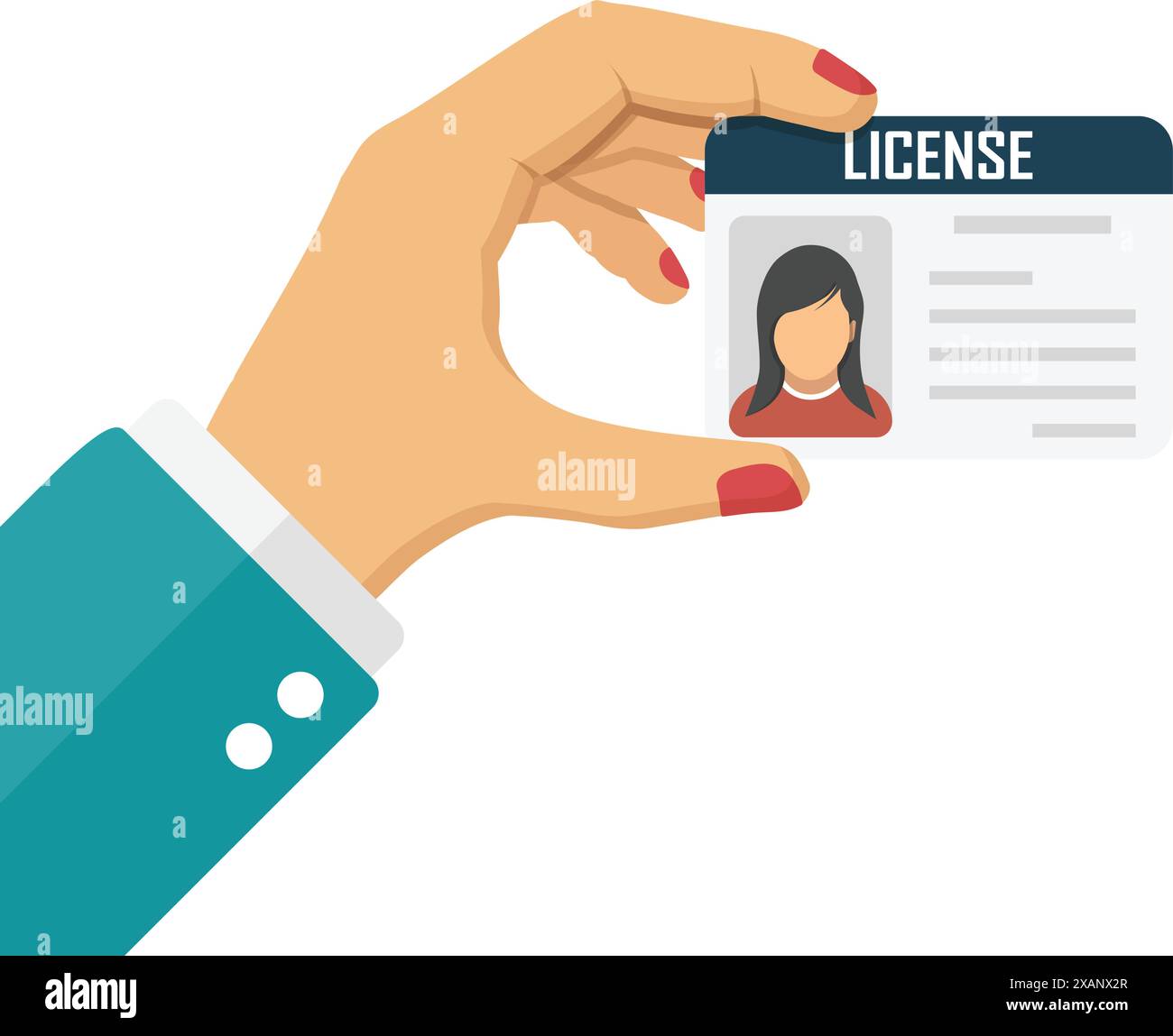 Hand holding driver license icon in flat style. Id card vector illustration on isolated ...