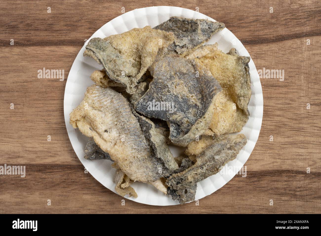 top view ready-to-eat grilled fish skin at horizontal composition Stock ...