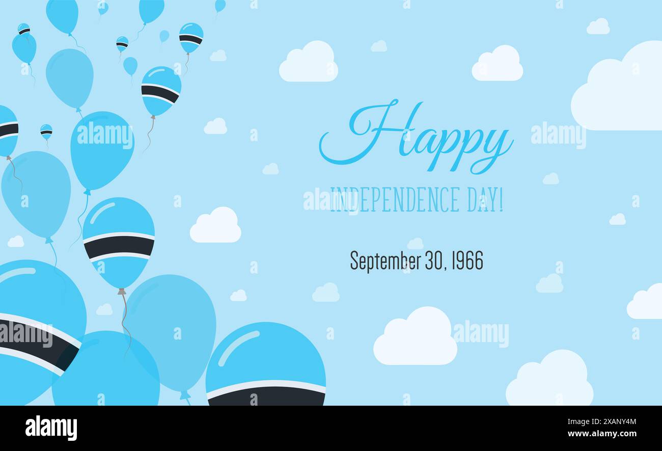 Botswana Independence Day Sparkling Patriotic Poster. Row of Balloons ...