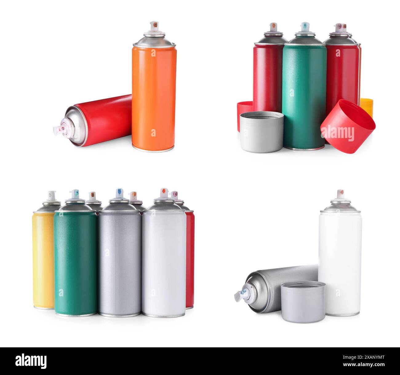 Different spray paint cans isolated on white, set Stock Photo - Alamy