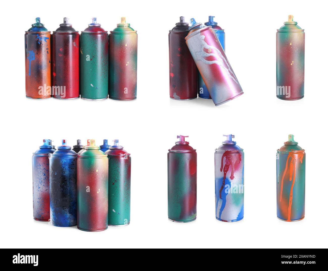 Different used spray paint cans isolated on white, set Stock Photo - Alamy