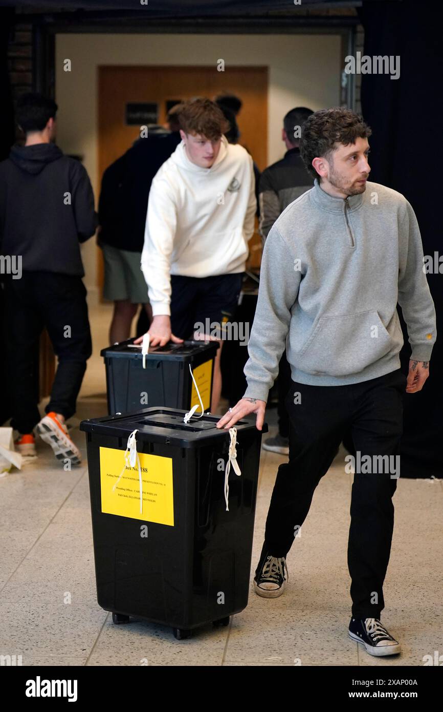 Ballot boxes arrive at Curragh Racecourse, County Kildare ahead of the ...