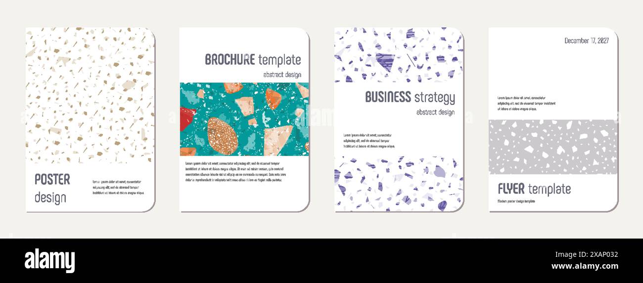 Notepad cover design. Terrazzo abstract background made of natural ...