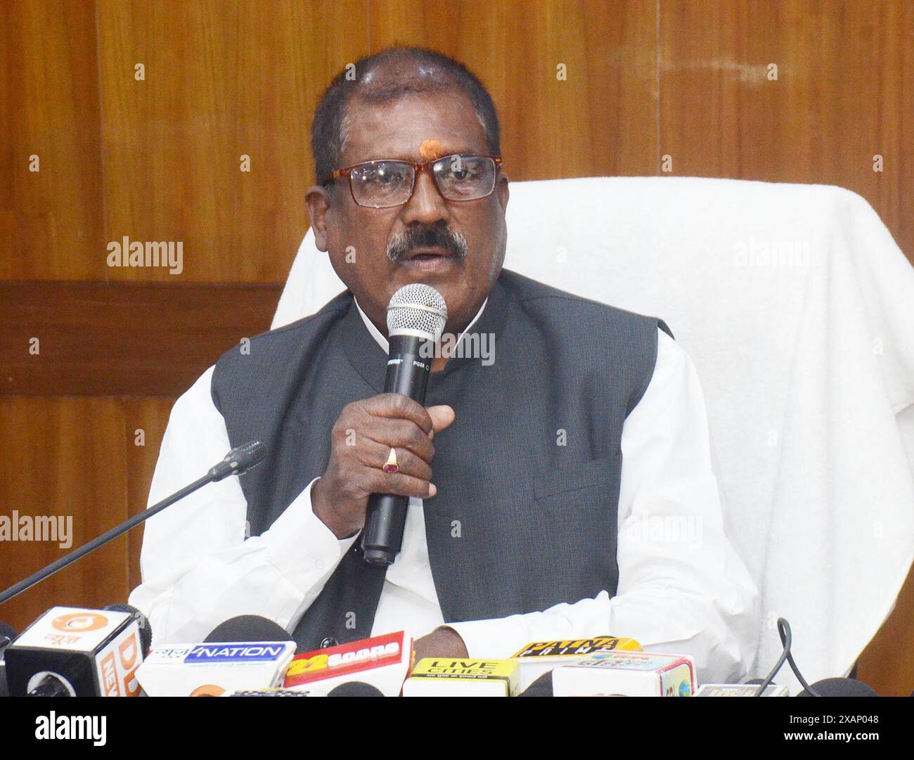 PATNA, INDIA - JUNE 7: Bihar Minister for Panchayati Raj, Kedar Prasad ...