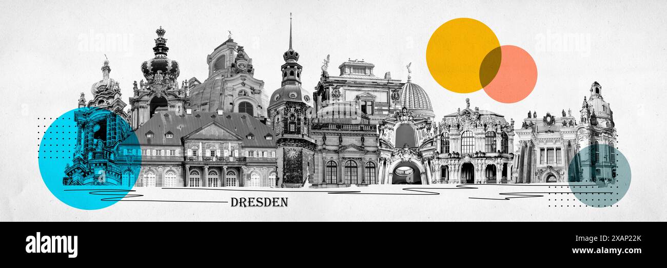 Collage of landmarks of Dresden, Germany - art design Stock Photo - Alamy