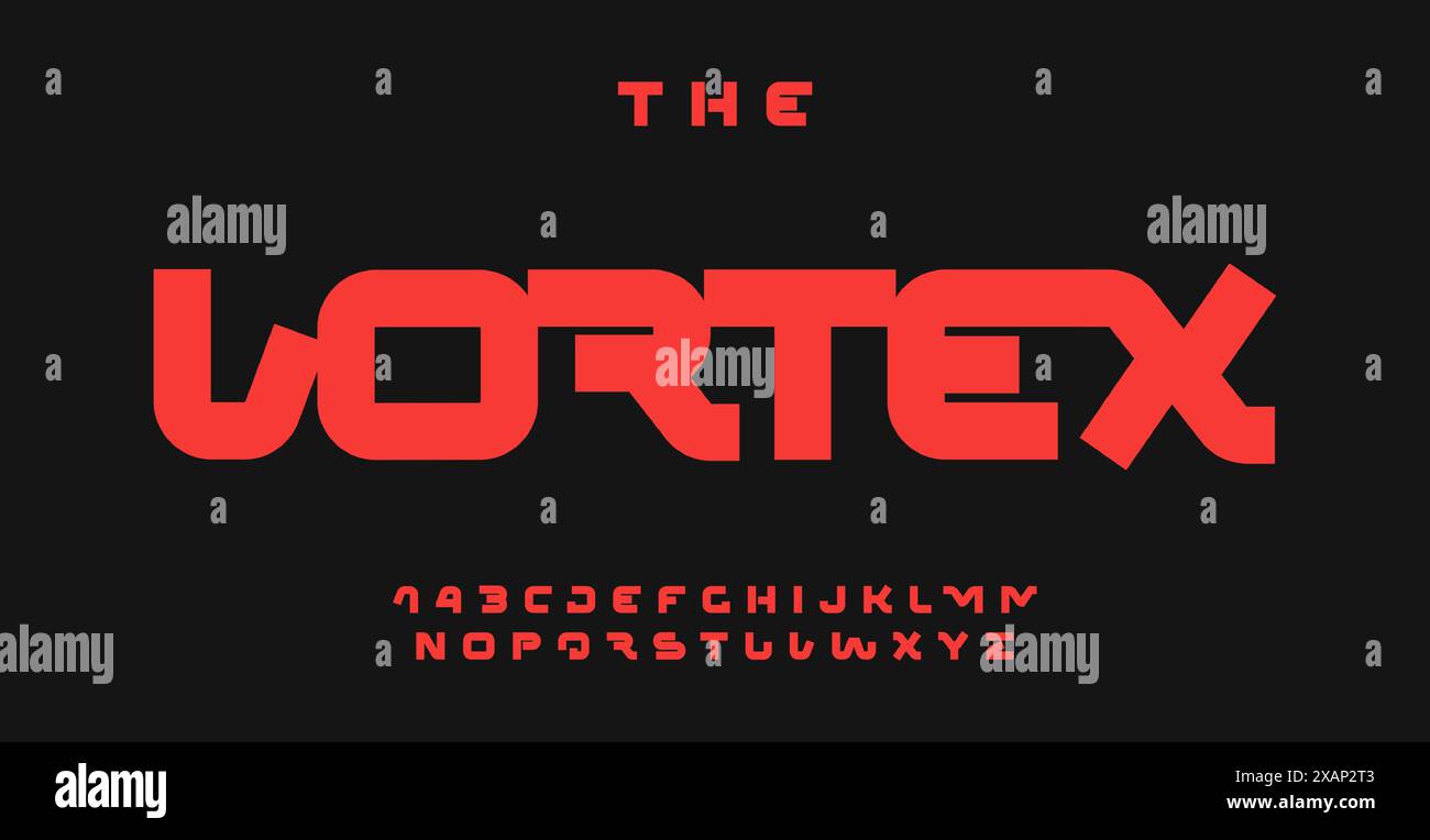 Bold futuristic typography font design, modern sci-fi geometric letters ...
