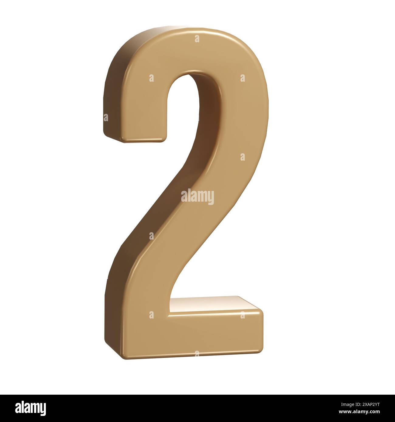 3d number two 2 golden or bronze shining typography symbol or sign ...