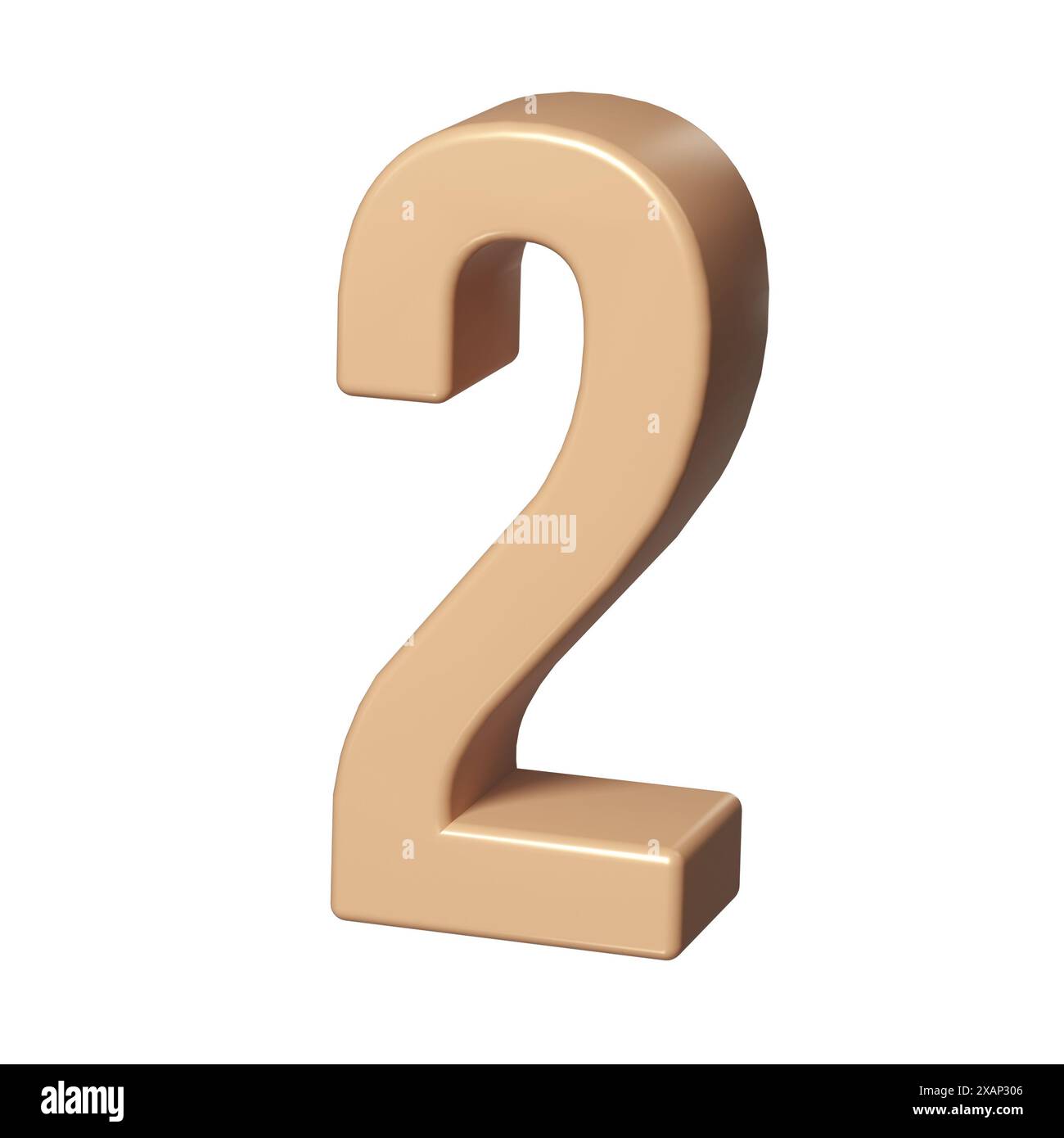 3d number two 2 golden or bronze shining typography symbol or sign ...