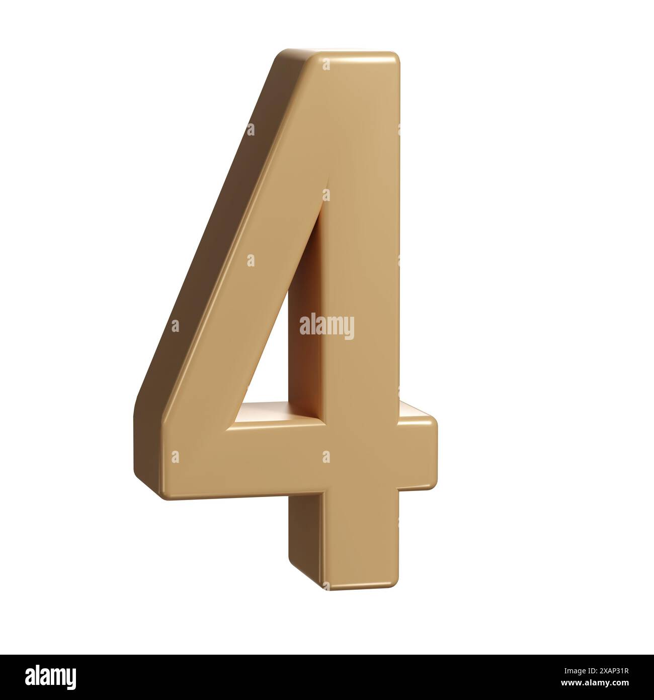 3d number four 4 golden or bronze shining typography symbol or sign ...